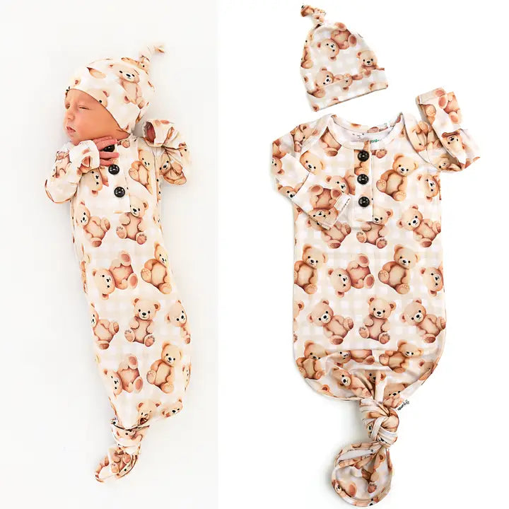 teddy gown newborn bamboo set w/ hat – Sugar-N-Spice Children's and ...