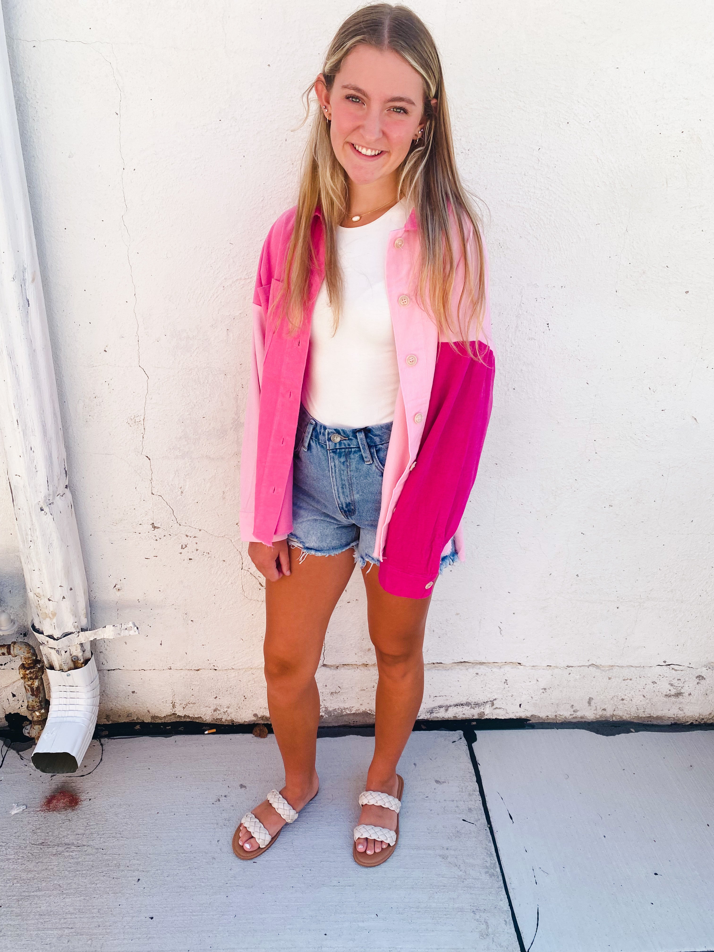 hot pink color block corduroy shacket – Sugar-N-Spice Children's and ...