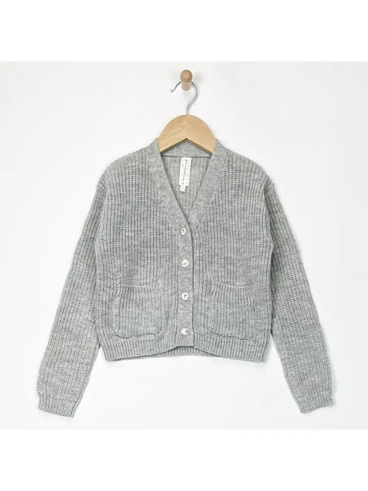 tween gray cardigan sweater w/ rhinestone buttons – Sugar-N-Spice ...