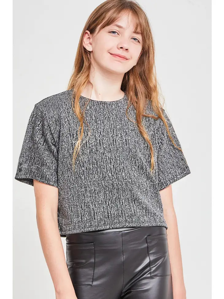 silver lurex puff sleeve top – Sugar-N-Spice Children's and Tween ...