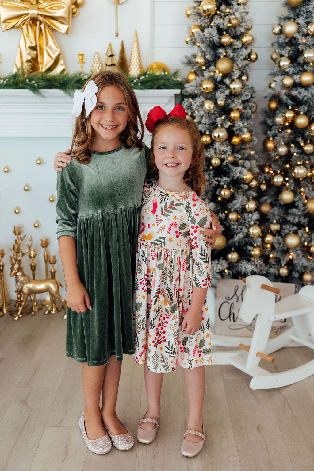 Holly Jolly Christmas 3/4 Sleeve Pocket Twirl Dress – Sugar-N-Spice ...