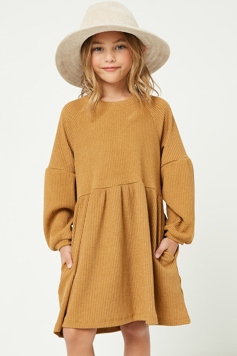 girls ribbed mustard dress – Sugar-N-Spice Children's and Tween + Lily ...