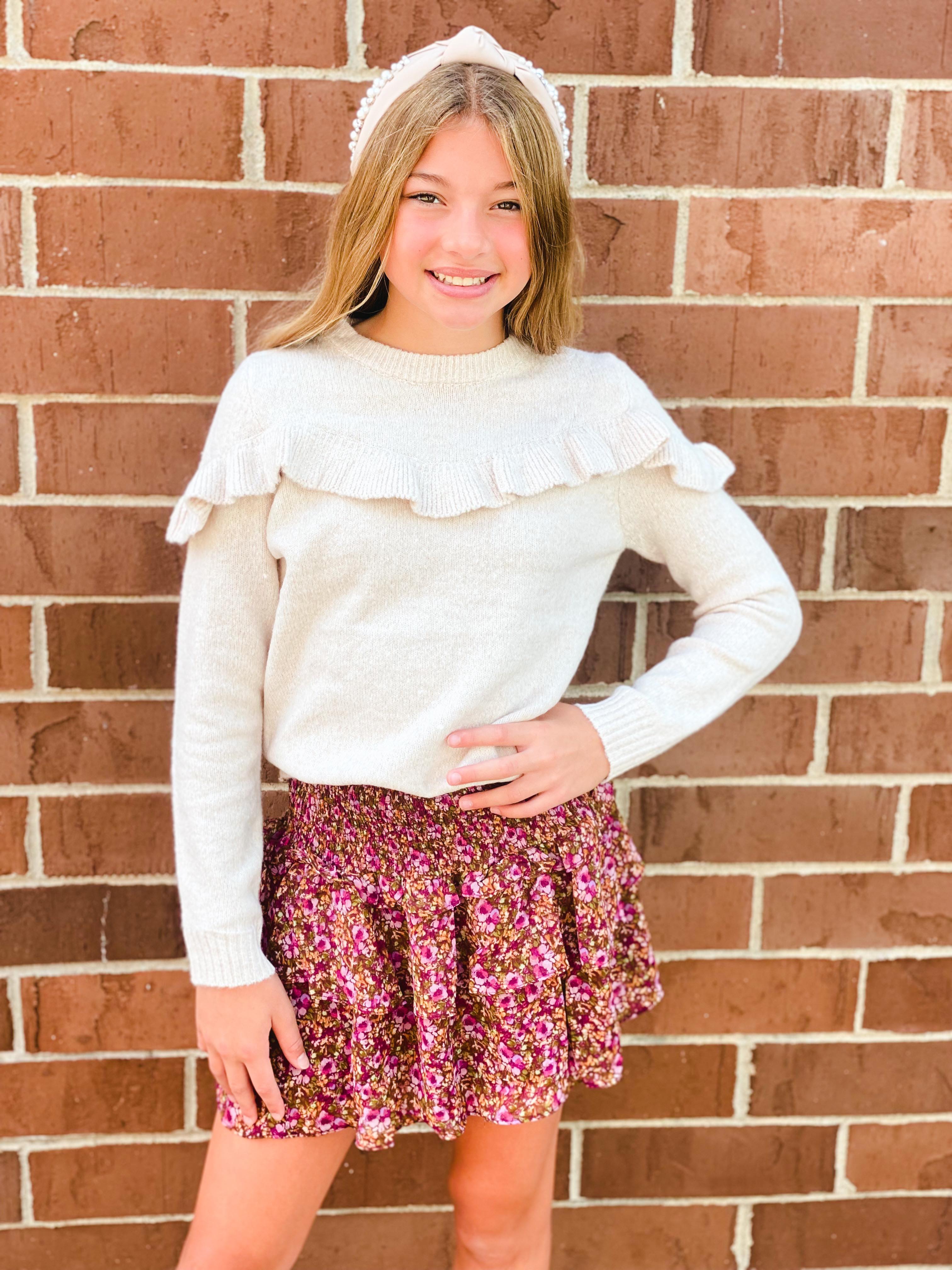 tween unspoken ruffled sweater – Sugar-N-Spice Children's and Tween ...