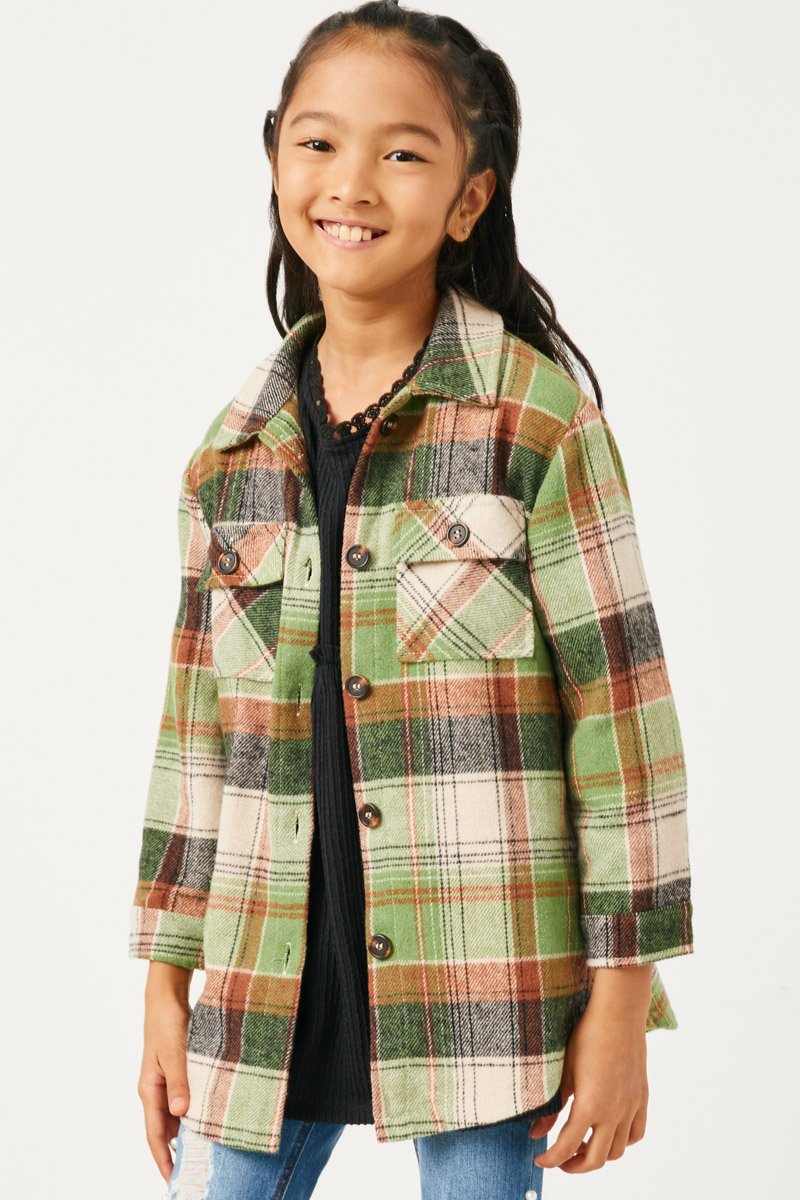 girls olive plaid shacket – Sugar-N-Spice Children's and Tween + Lily ...