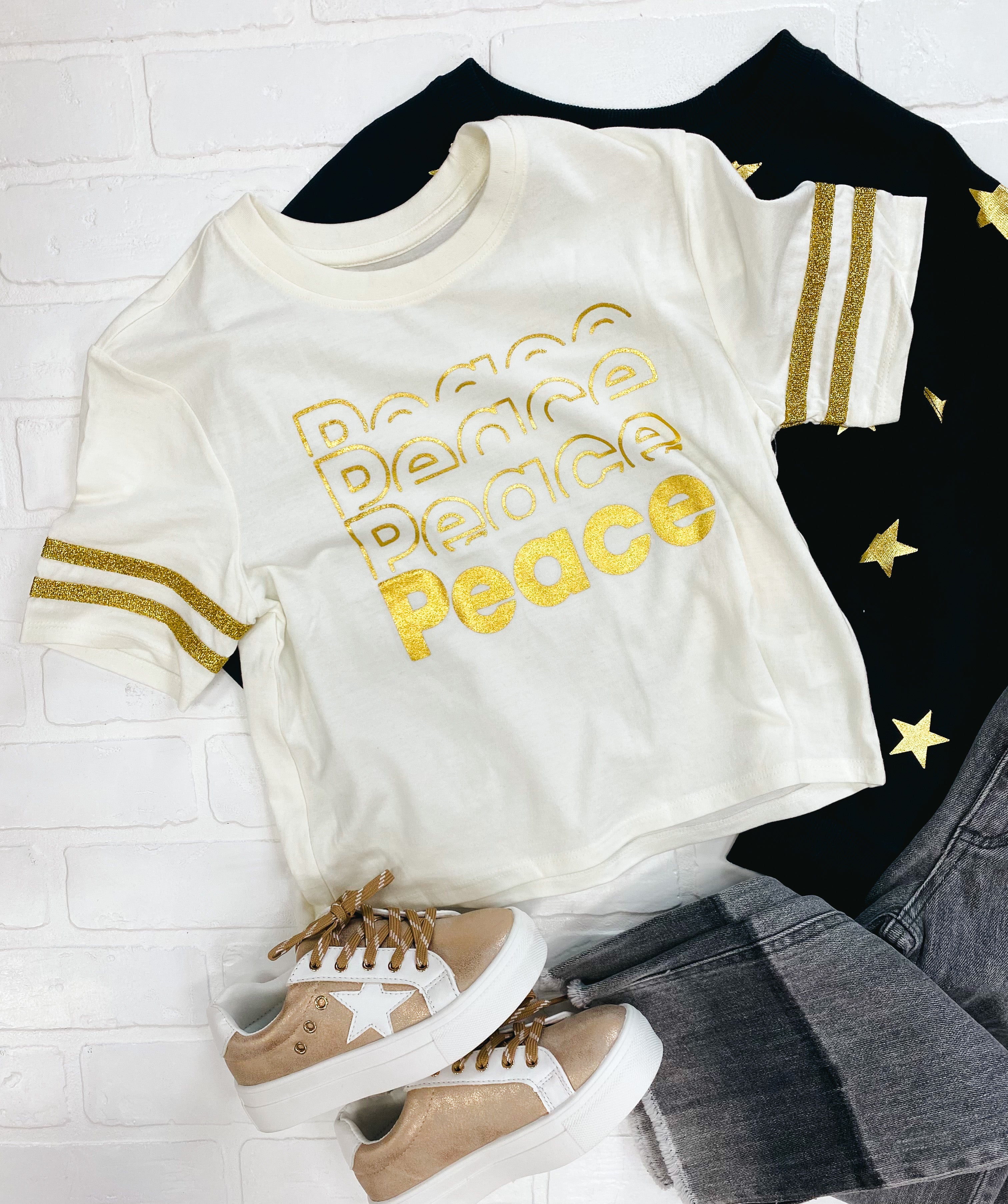 peace golden vintage tee – Sugar-N-Spice Children's and Tween + Lily ...